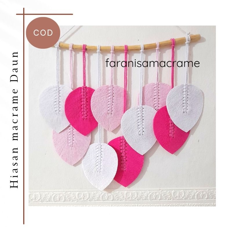 Jual (Ready stok) Hiasan dinding Macrame 10 daun versi pink | Shopee ...