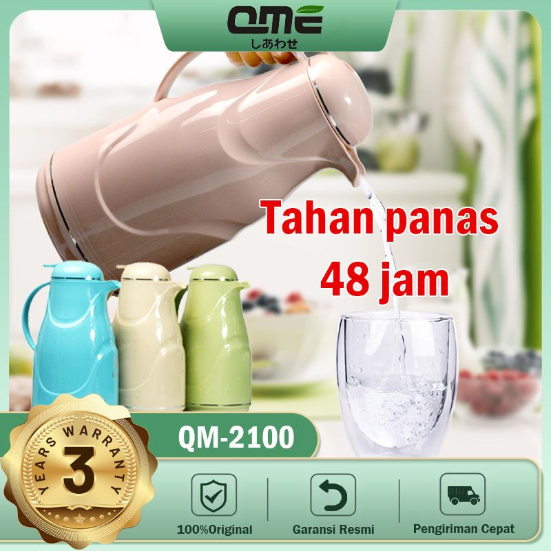 Jual QME 1300ML TERMOS AIR PANAS BAHAN KACA LUAR PLASTIK WATER JUG 1.3 LITER BESAR | Shopee ...