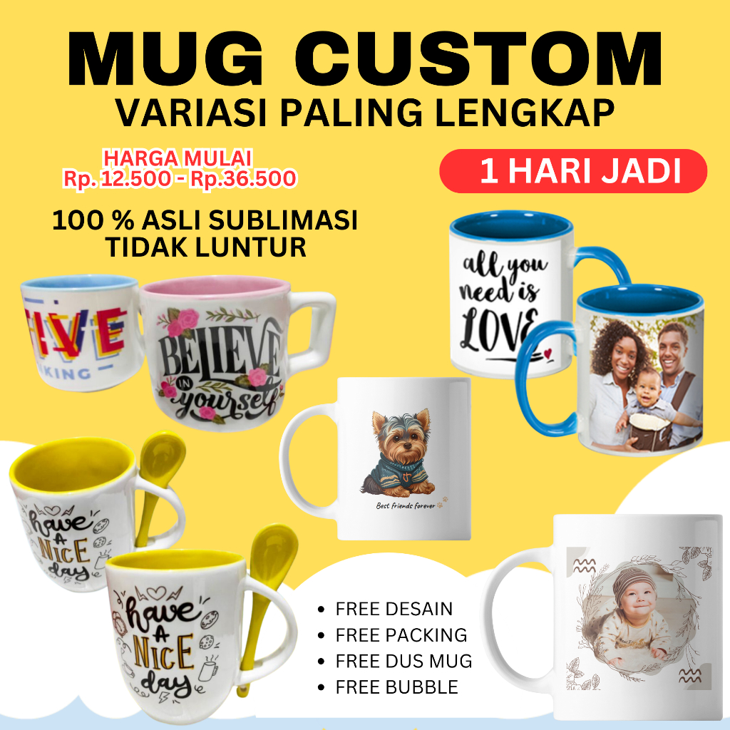 Jual GELAS MUG CUSTOM bisa pakai FOTO dan DESAIN sendiri | Shopee Indonesia