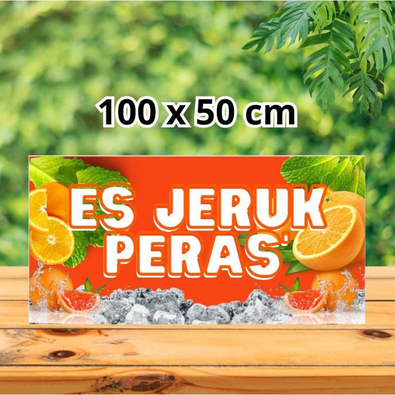 Jual spanduk/banner es jeruk peras 50x100 cm manjang ke samping ...