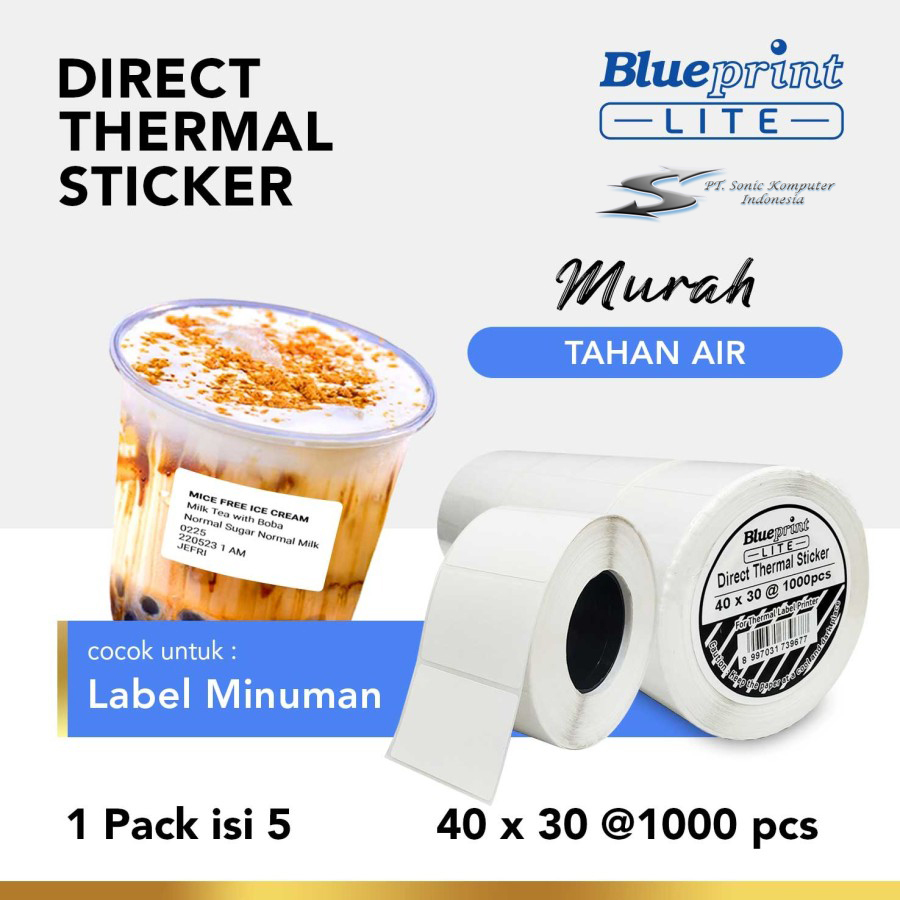 Jual Stiker Label Minuman 40x30 mm isi 1000pcs Label Barcode LITE ...