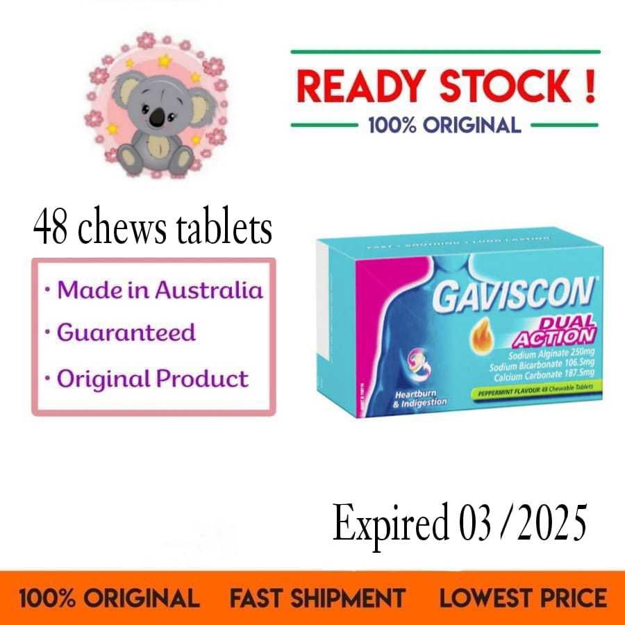 Jual Gaviscon Dual Action Chewable Tablets ORIGINAL (48 TABLETS ...