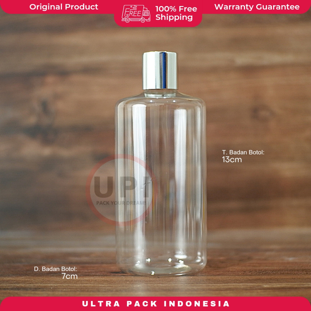 Jual Kemasan Botol Disc Top Isi Ulang - BOTOL PET HS24 500ML CLEAR + PRESS TOP ALUMINIUM ...