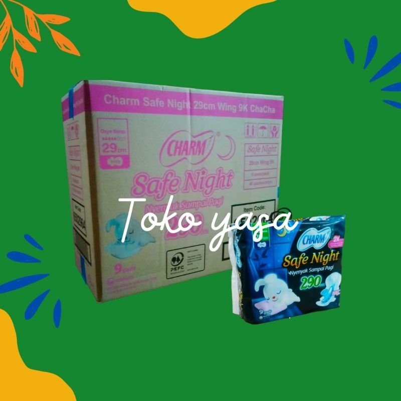 Jual 1 Dus isi 48 Pembalut Wanita Charm Safe Night 29 cm isi 9 pads ...