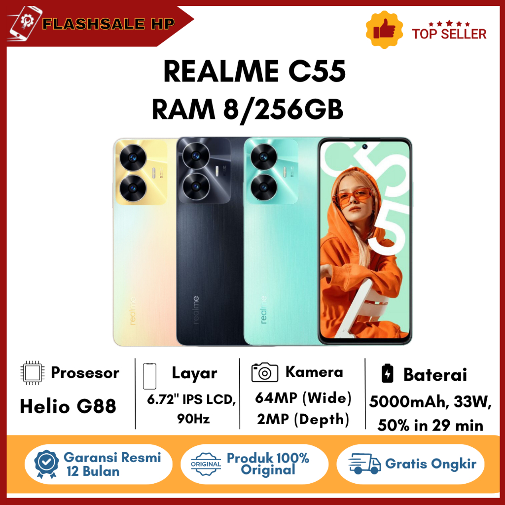 Jual Realme C55 RAM 8GB/128GB & RAM 8/256 - 64MP GARANSI RESMI | Shopee ...
