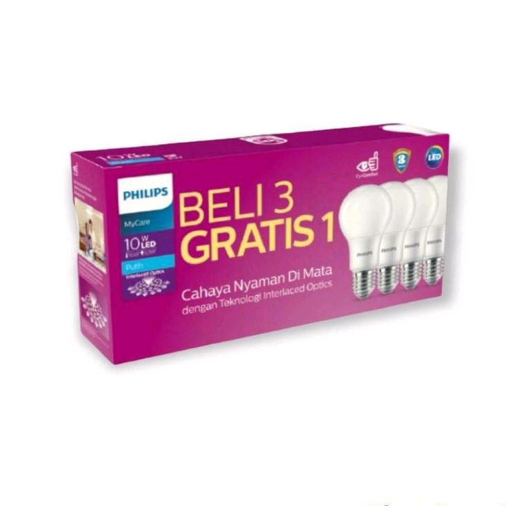 Jual Lampu LED Philips Multipack 10 Watt Putih / LEDBulb MyCare Paket 10W | Shopee Indonesia