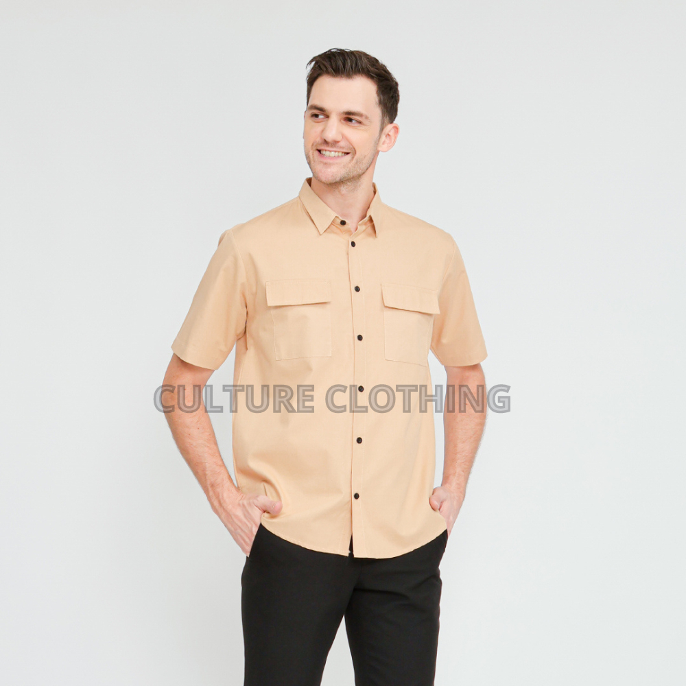 Jual MENZONE - Kemeja Pria Dewasa Kemeja Pria GOLDVA Cream Polos Lengan ...