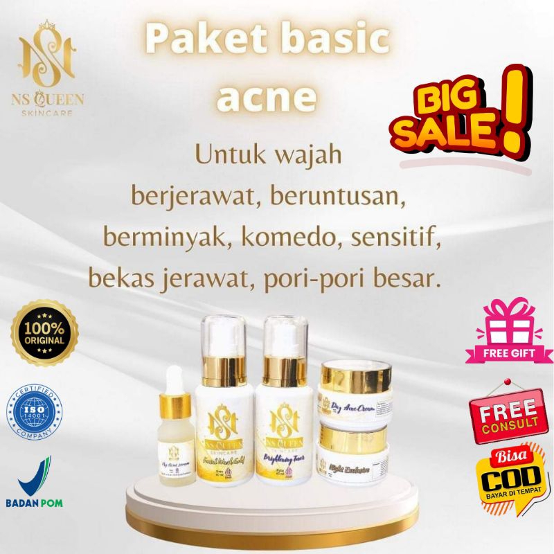 Jual NS QUEEN SKINCARE OFFICIAL PAKET BASIC ACNE ORIGINAL BPOM ( BISA COD ) | Shopee Indonesia