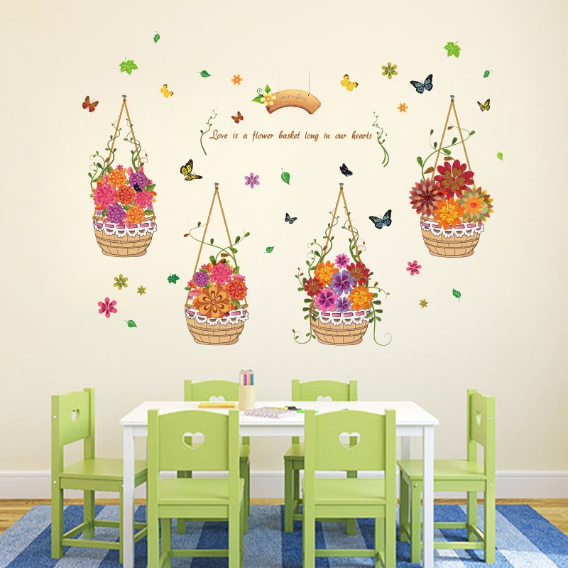Jual Reliza Wall Sticker Hand Paint Basket Flowers Keranjang Gantung ...