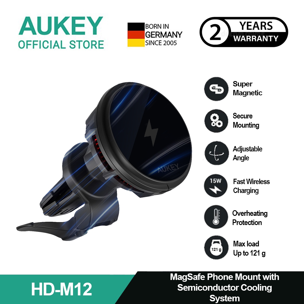 Jual AUKEY Holder HD-M12 Magnetic Wireless Charging Phone Mount with ...