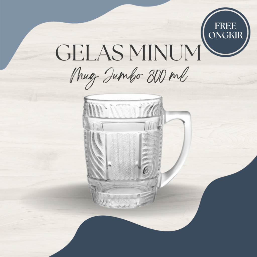 Jual GODJILLA Gelas Kaca Cafe JUMBO Besar 600 ml / Gelas Teh Jumbo ...