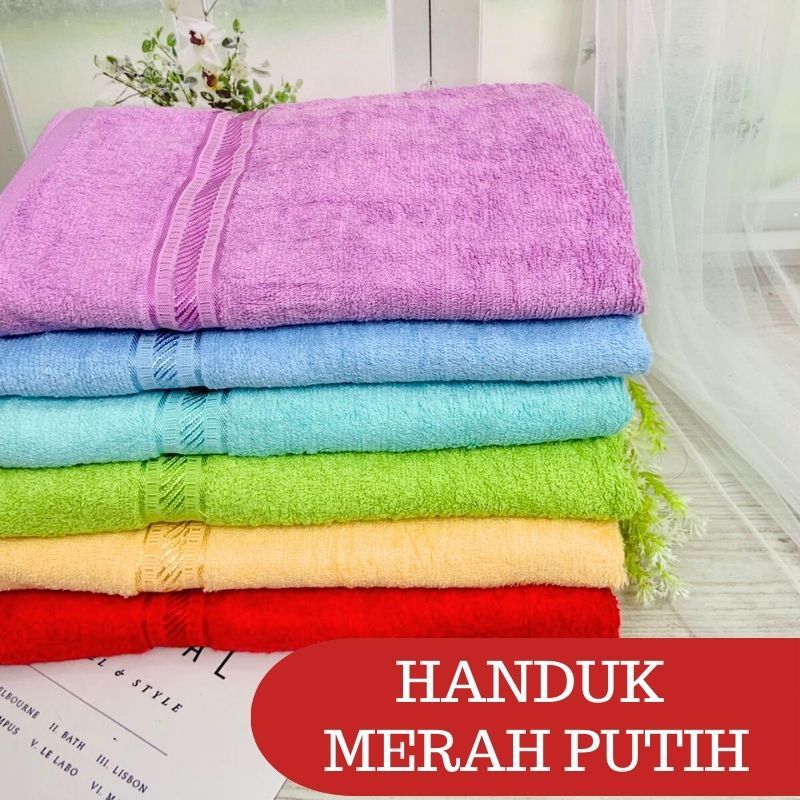Jual Handuk Merah Putih Polos, Nusantara Dan Chalmer Tanggung Ukuran ...