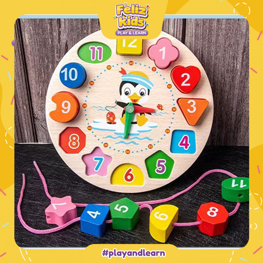 Jual [FELIZKIDS] [FK20] Penguin Beaded Clock mainan edukasi jam Penguin ...