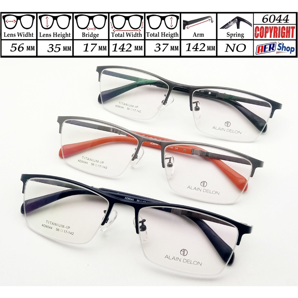 Jual kacamata minus original half frame ALAIN DELON titanium trendy ...