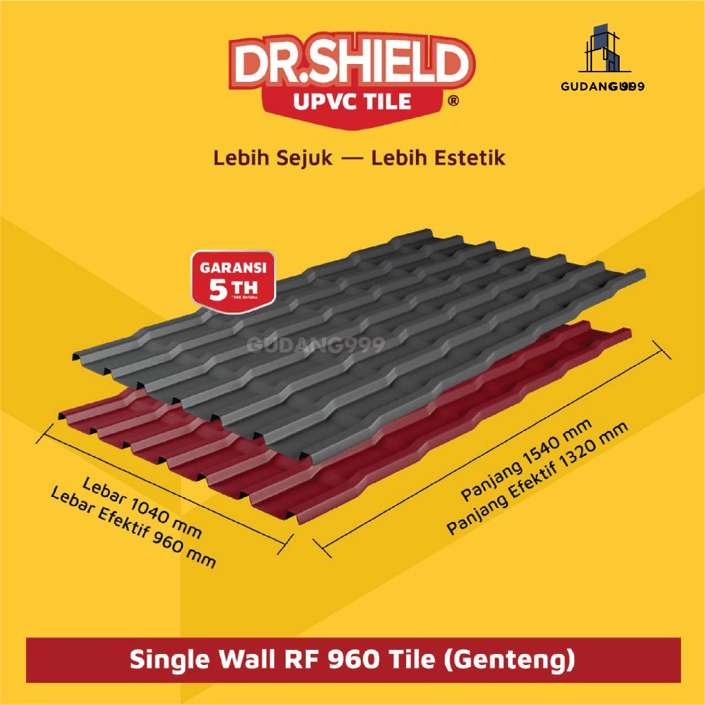 Jual Genteng UPVC Dr.Shield / Single Wall RF960 Tile / Atap Genteng UPVC | Shopee Indonesia