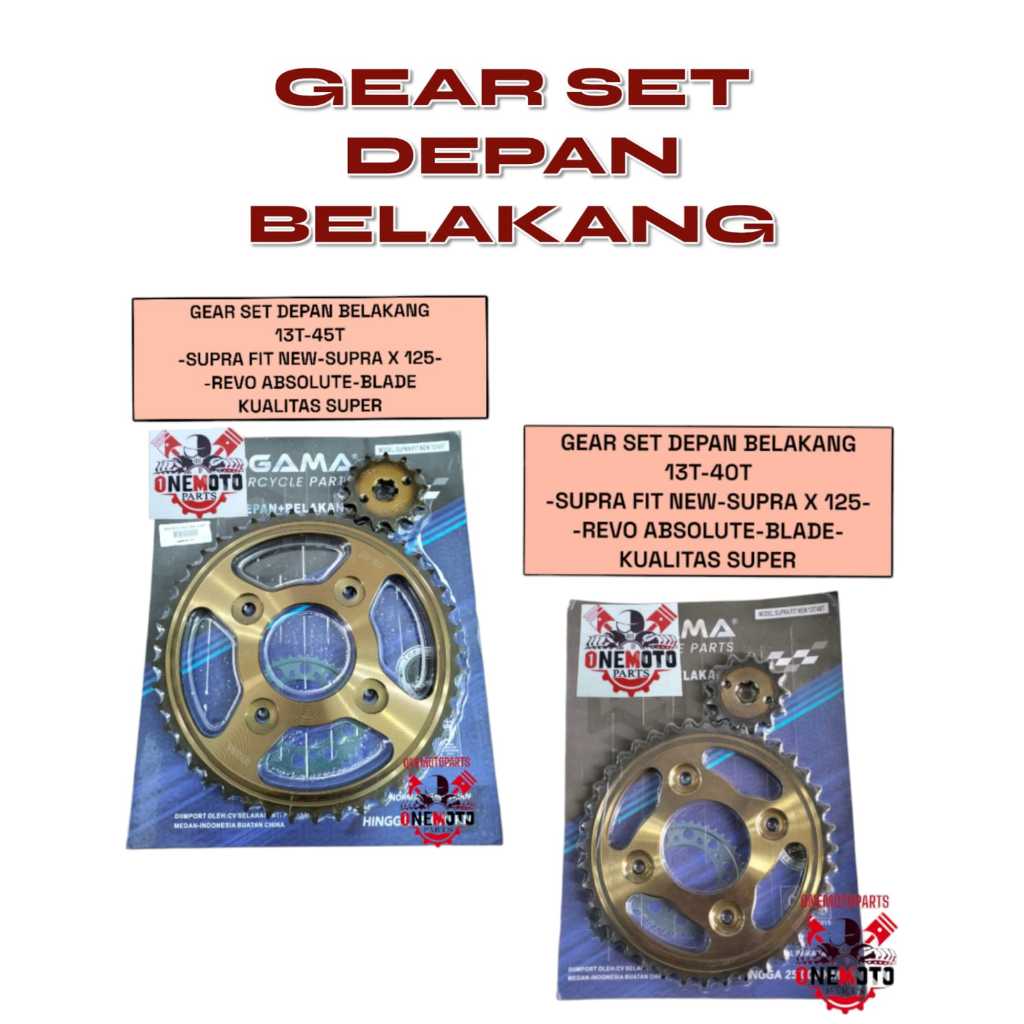 Jual GEAR GIR GIGI SET DEPAN BELAKANG 40T-13T 45T-13T SUPRA FIT NEW ...