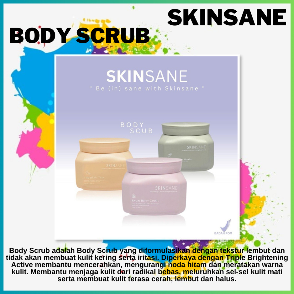 Jual SKINSANE BRIGHTENING & MOISTURIZING BODY SCRUB Untuk Eksfoliasi ...