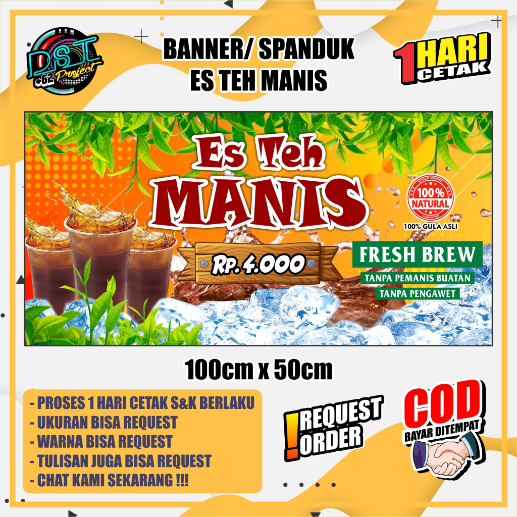 Jual BANNER / SPANDUK ES TEH MANIS 100 X 50 | Shopee Indonesia