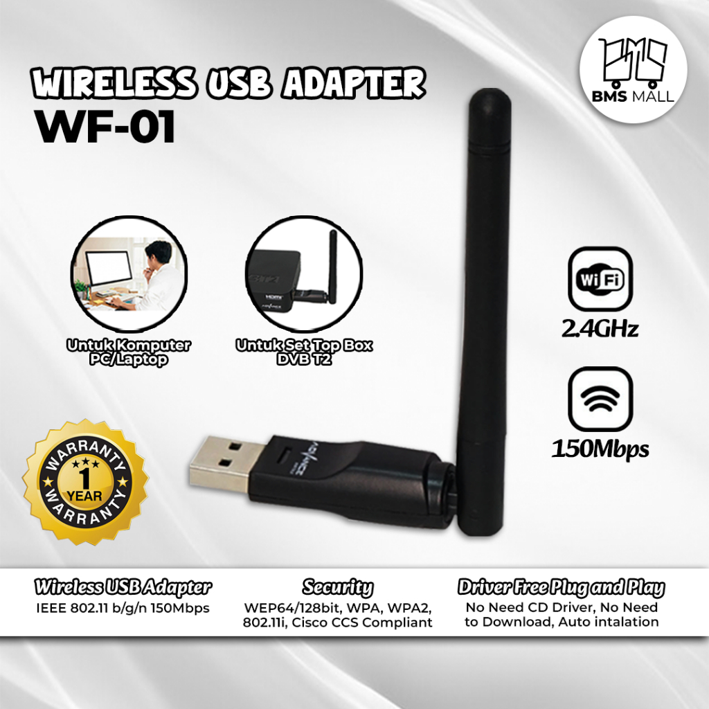 Jual Dongle Wifi Portable Wireless Adapter Receiver WF-01 Komputer PC Laptop Set Top Box 150Mbps ...