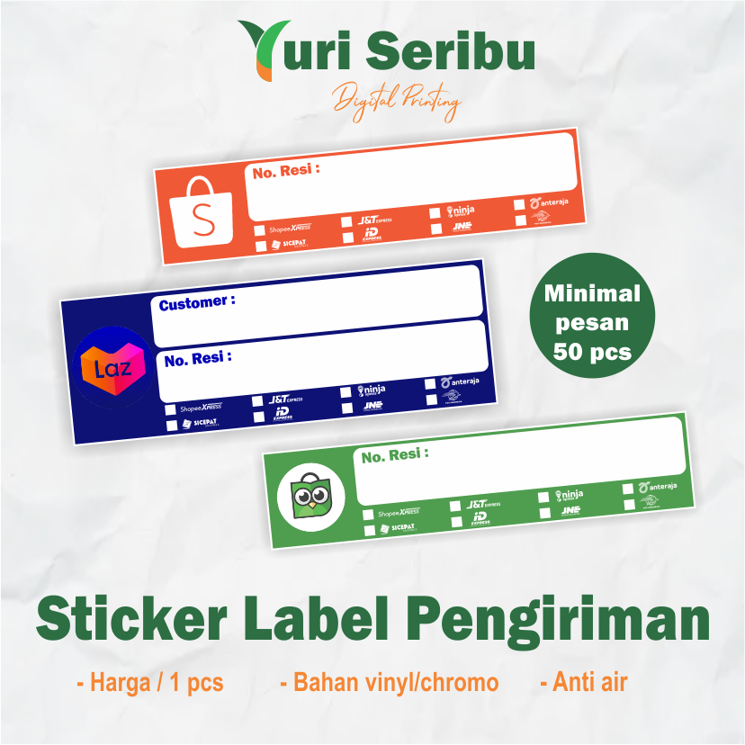 Jual Sticker label pengiriman shopee / Sticker shopee/Sticker resi ...
