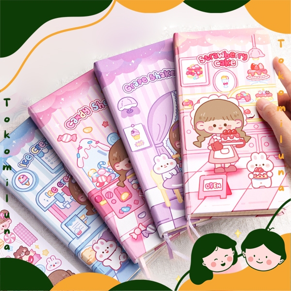 Jual Buku notebook dessert shop girl grid book journaling lucu cute ...