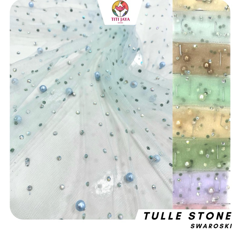 Jual Kain TILE STONE MUTIARA / TULLE RHINESTONE SWAROSKI / RHINE ...