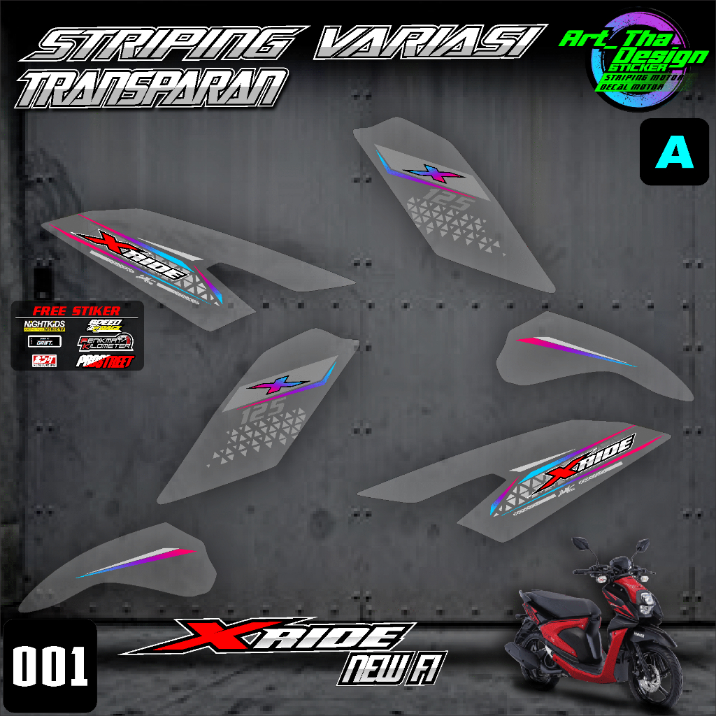 Jual Sticker Transparan UV XRIDE NEW FI 001-Striping Variasi Transparan ...