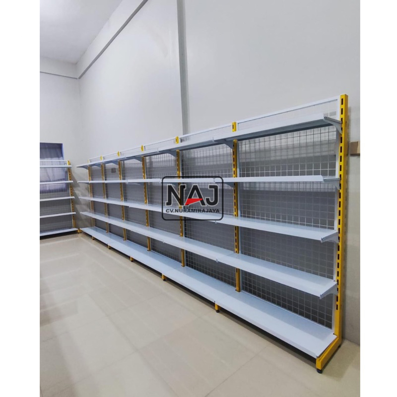 Jual Rak gondola Minimarket single Varian Ukuran bisa reques warna ...