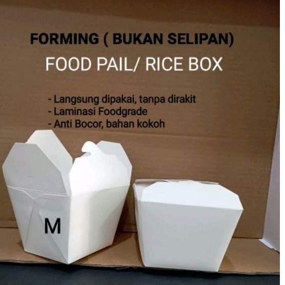 Jual Food Pail/ Paper Rice Box Ukuran M/Rice Box Paper Polos M FORMING ...