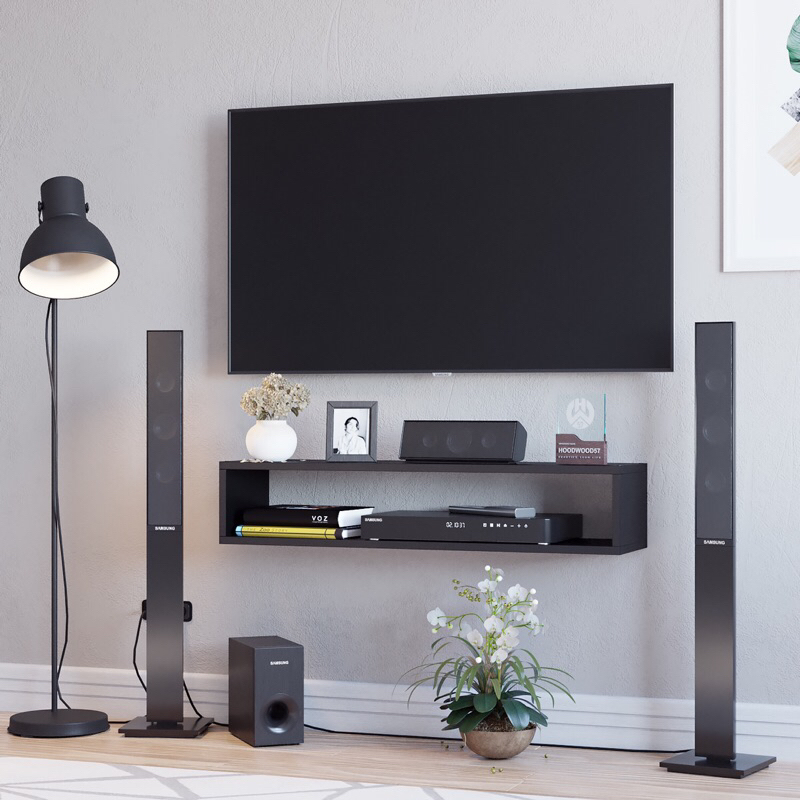 Jual rak tv minimalis simple modern pro designed hitam putih dinding ...
