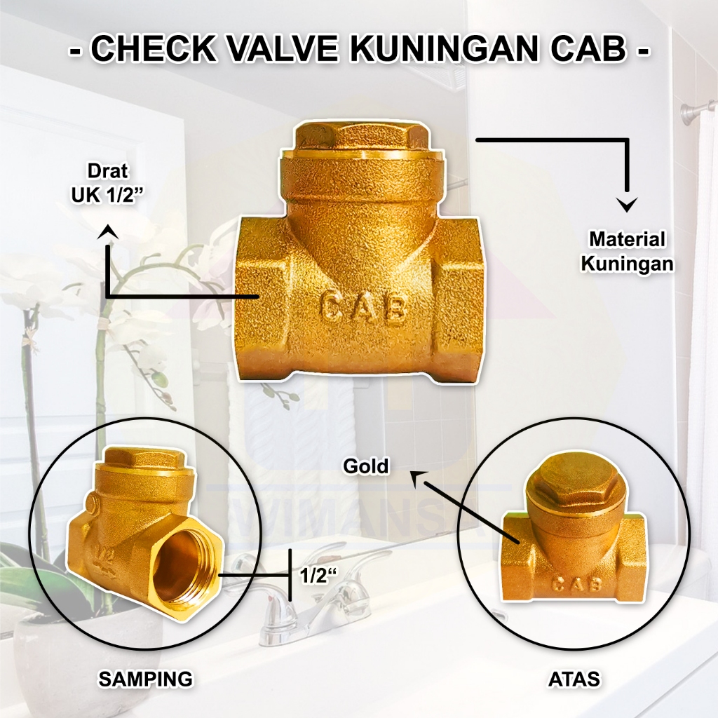 Jual WMS-CHECK VALVE KUNINGAN FLO 1/2 INCH | Shopee Indonesia