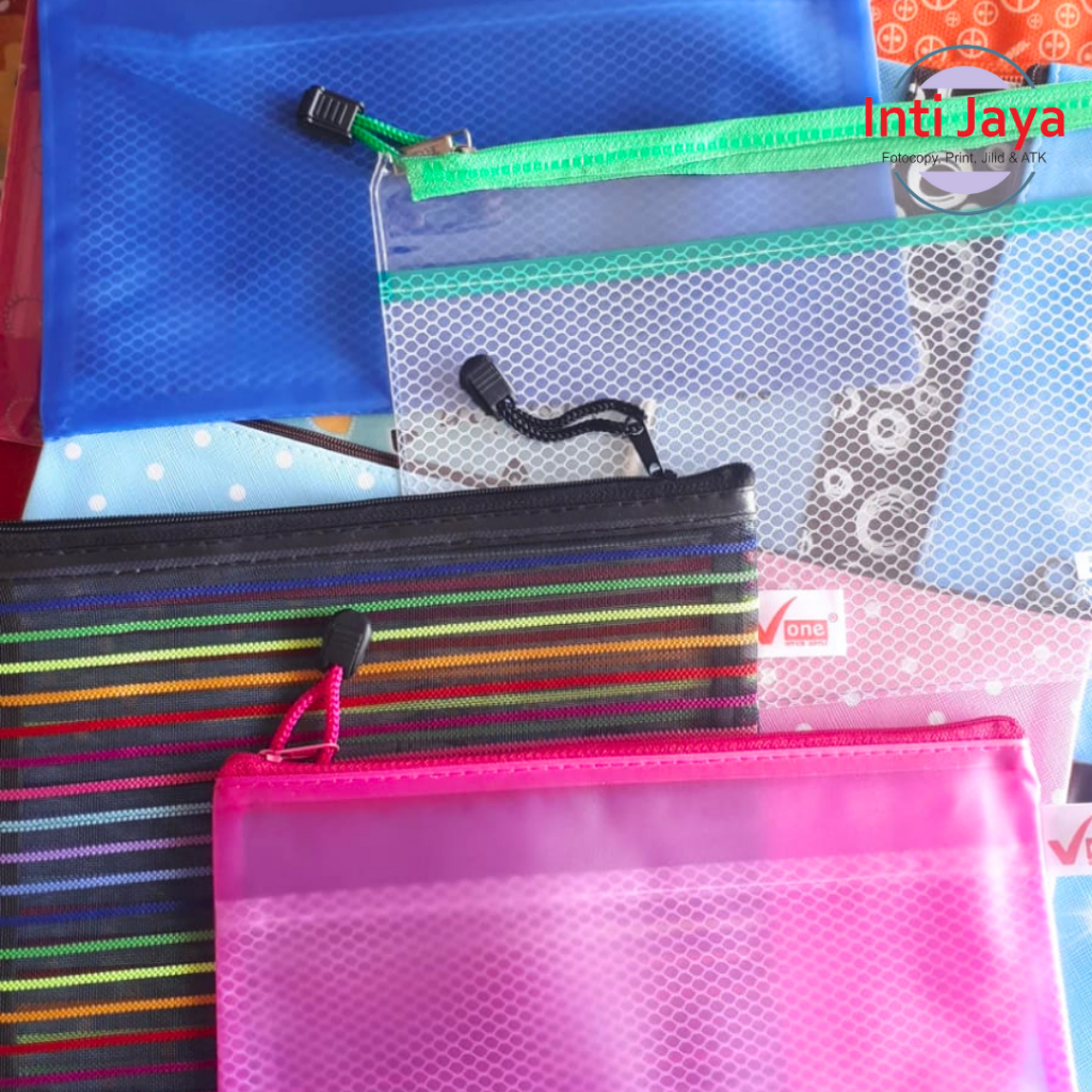 Jual Zipper Bag Tempat Pensil Zipper Map Tas Jaring Resleting Pouch