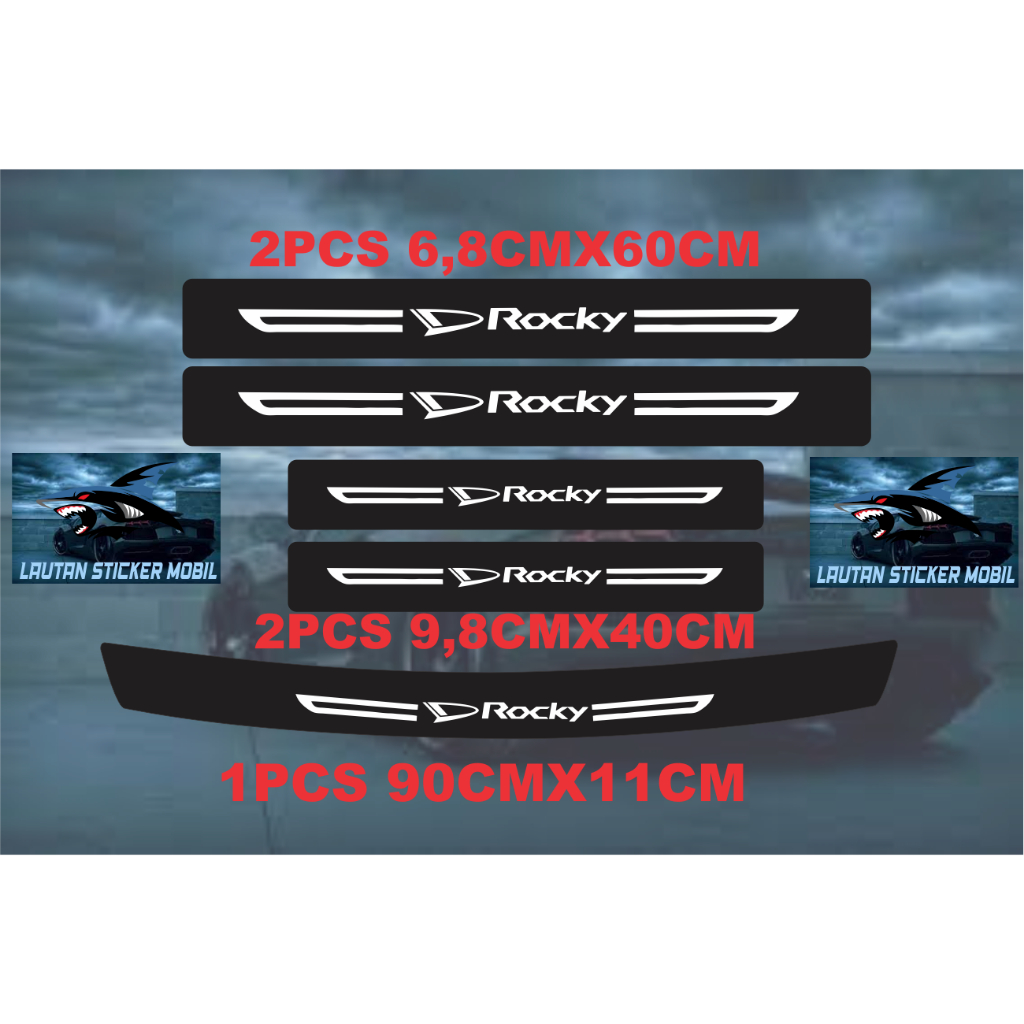 Jual 5 pcs cutting sticker sillplate bahan karbon 3d mobil rocky ...