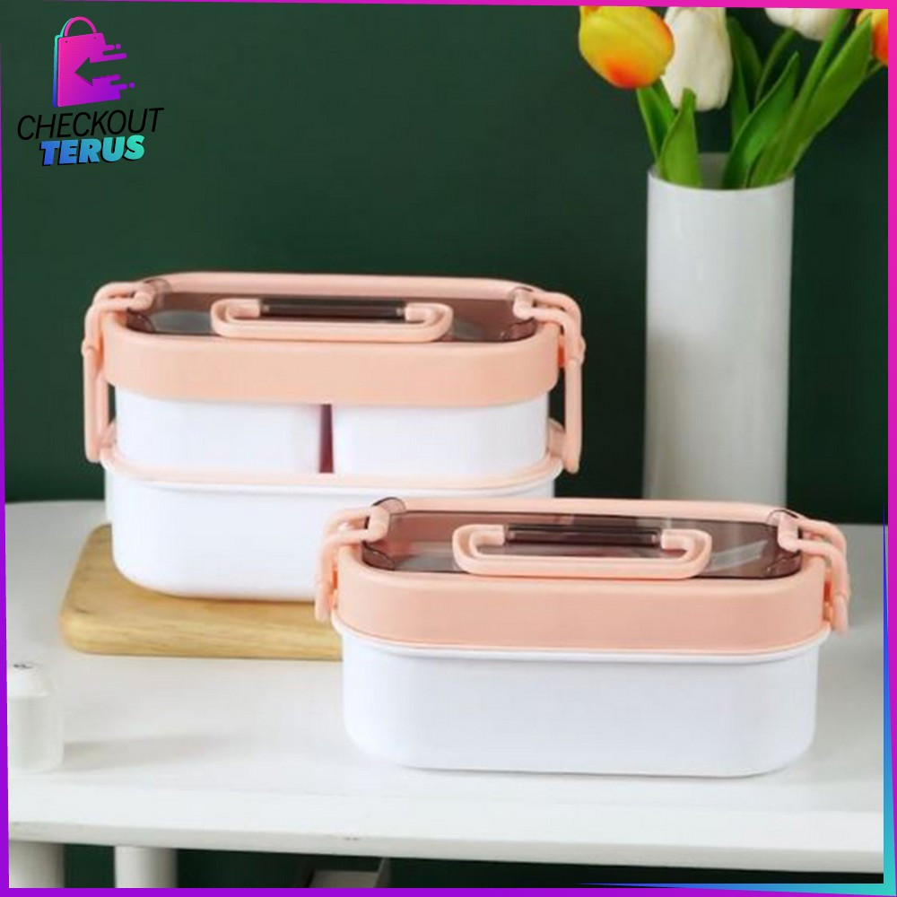 Jual CT C991 Tempat Makan 2 Tingkat dengan Jinjingan 700ML 1000ML Free ...