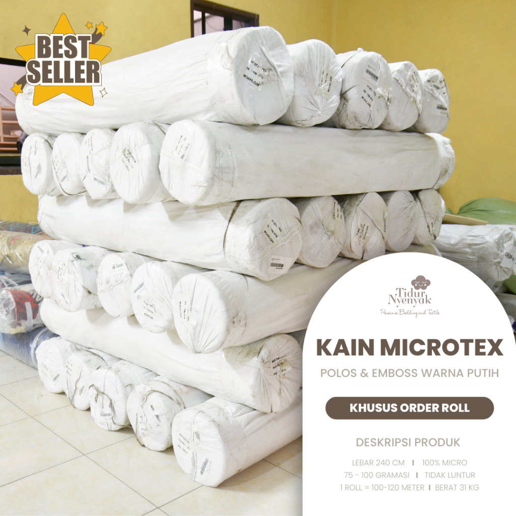 Jual KAIN ROLL KATUN MICROTEX DISPERSE 100/120 METER HALUS 90-100GSM ...