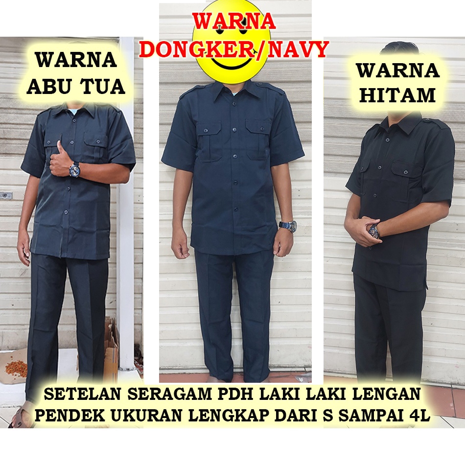 Jual setelan PDH pria lengan pendek warna hitam dan abu tua -seragam ...