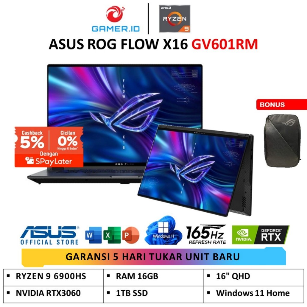 Jual ASUS ROG FLOW X16 TOUCH GV601RM-R936G6TO - AMD RYZEN 9 6900HS ...