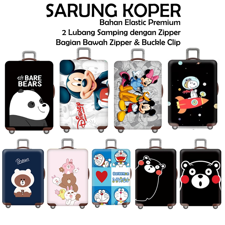 Jual Sarung Pelindung Koper Double Zipper Luggage Cover Elastis Kartun ...