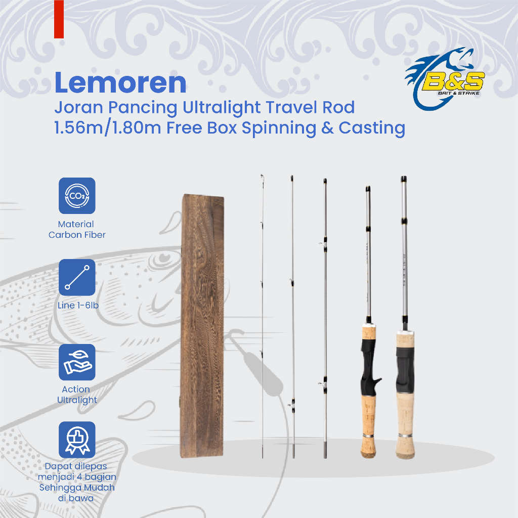 Jual Joran Pancing Ultralight LEMOREN Baitha Lure 1-6lb Joran Travel ...