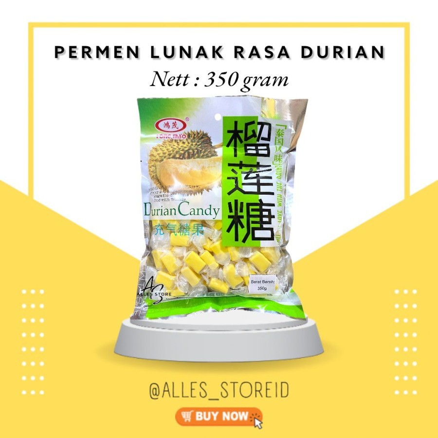 Jual Permen Lunak Rasa Durian/Permen Hongmao Durian Candy 350 gram ...