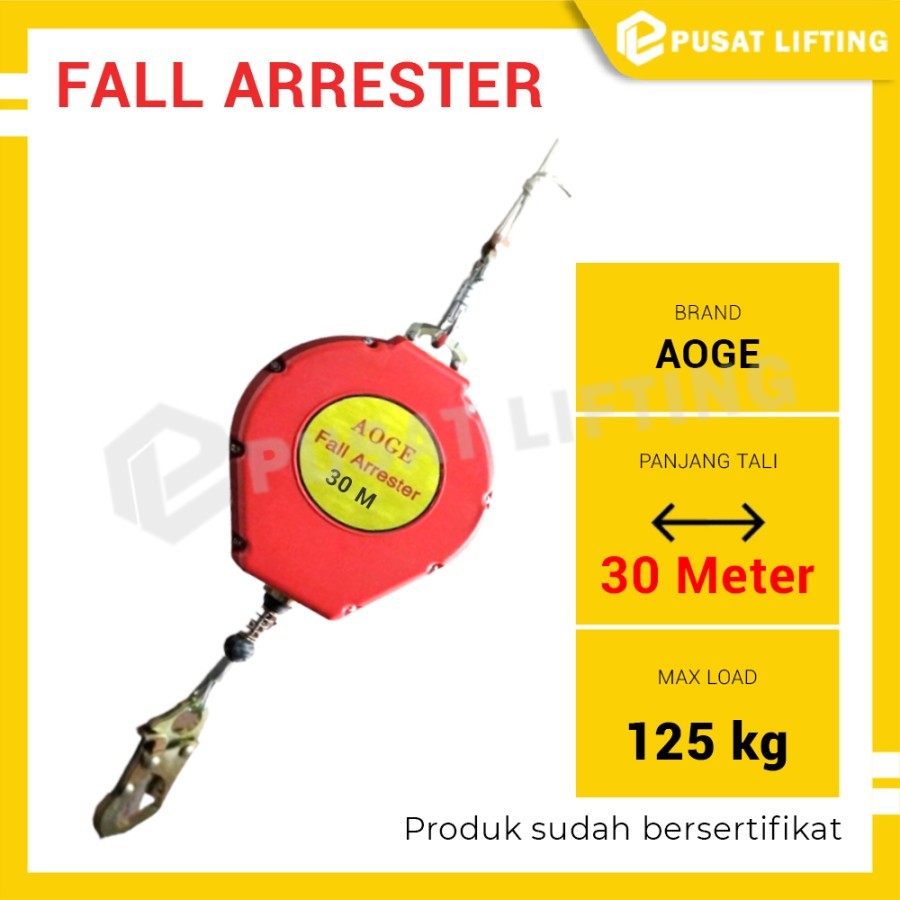 Jual Fall Arrester 30 Meter AOGE Retractable Lifeline Safety Prevention ...
