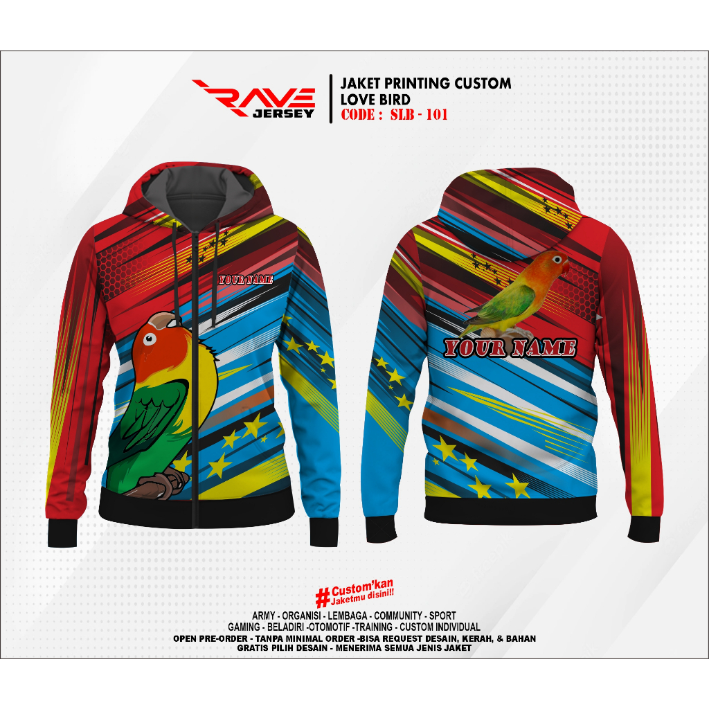 Jual JAKET LOVEBIRD FULL PRINTING SUBLIM CUSTOM (DESAIN SUKA SUKA ...