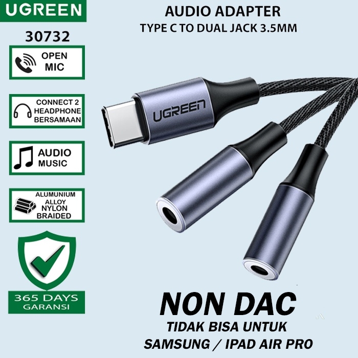 Jual UGREEN Kabel Splitter USB C To Dual Cable Jack 3.5mm 1 Male to 2 ...