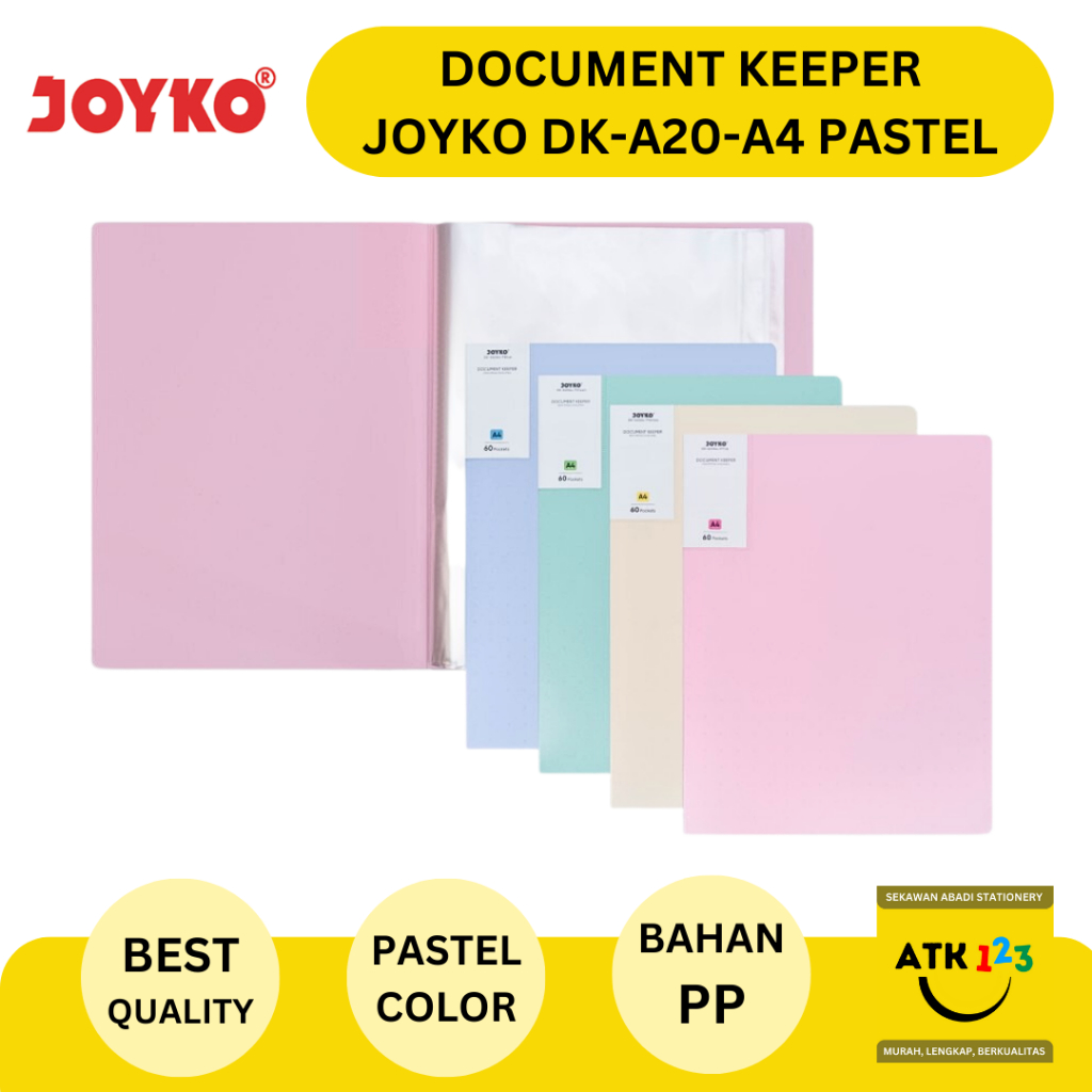 Jual Map Clear Holder / Document Keeper A4 Joyko Isi 20 DK-A20A4 Pastel ...