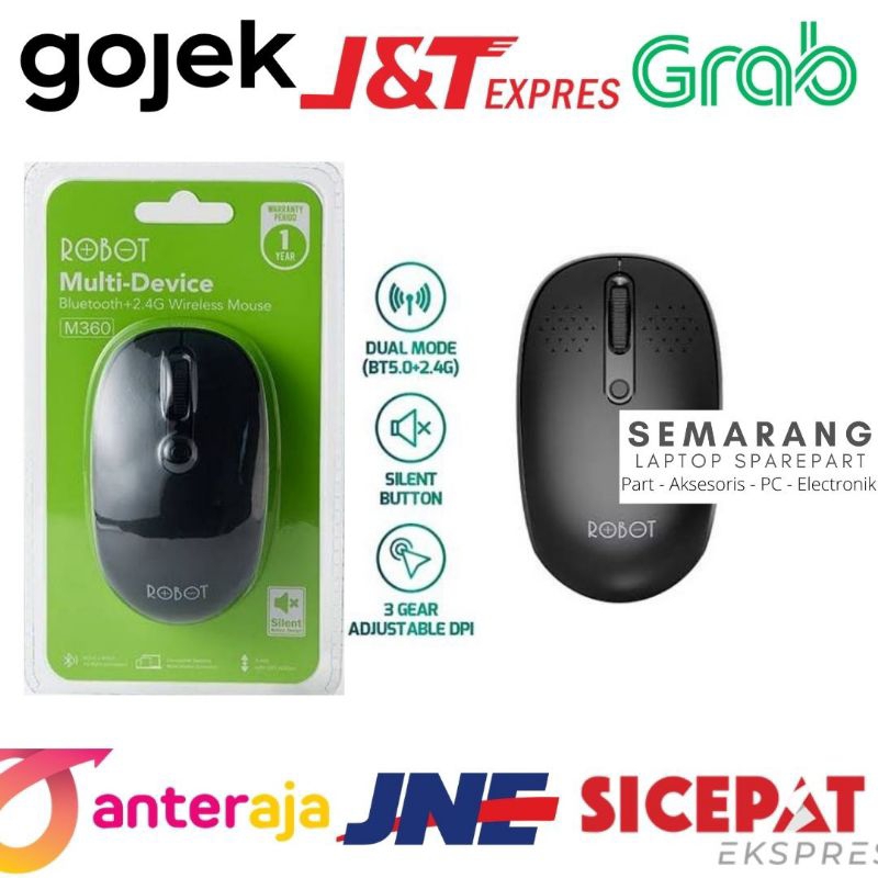Jual MOUSE WIRELESS Bluetooth 2 Mode Robot M360 2.4Ghz Optical Tanpa ...