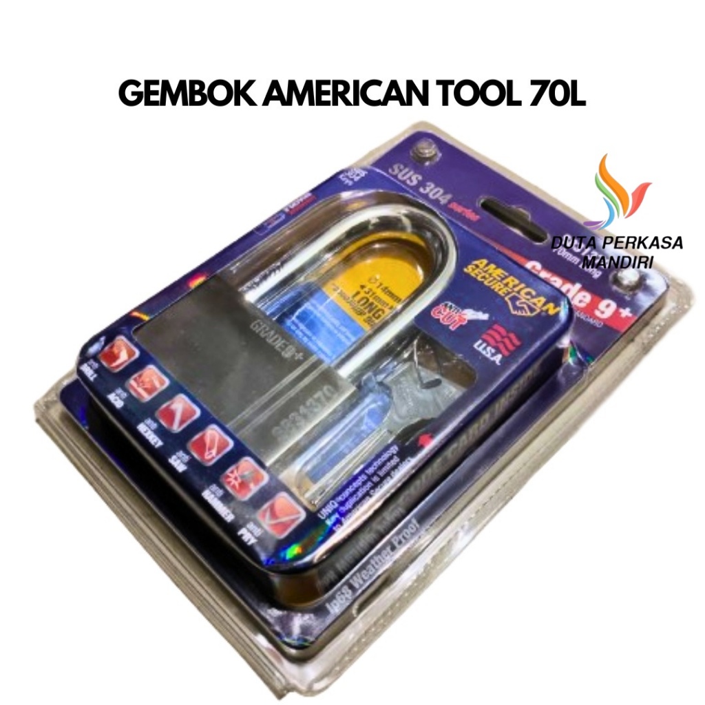 Jual DPM - Gembok American Secure Tool 70 mm Long Shackle Anti Cut Anti ...