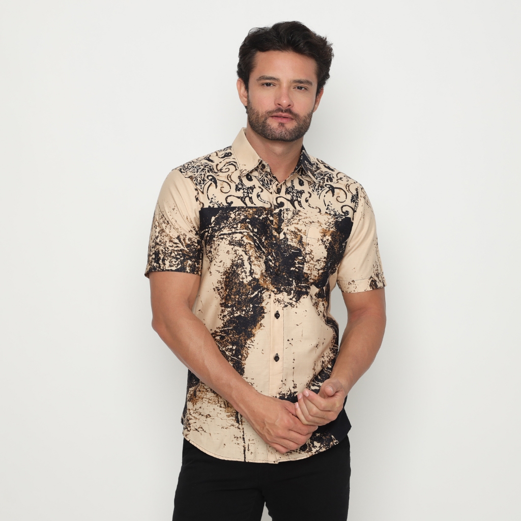 Jual Platini Kemeja Batik Pria Lengan Pendek Katun Coklat 430600 ...