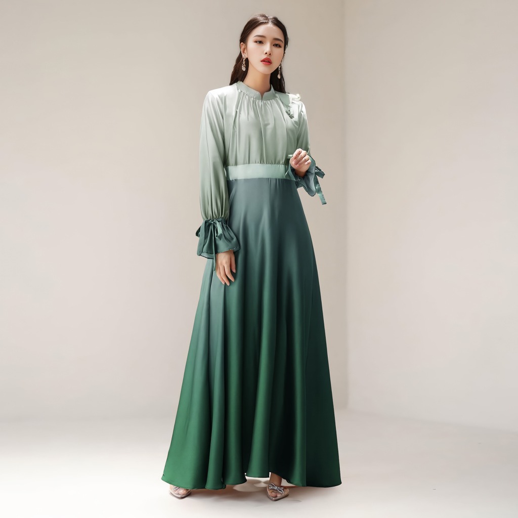 Jual Demore Gracia Shade Dress Silk Gradasi Gaun Wanita Elegan ...