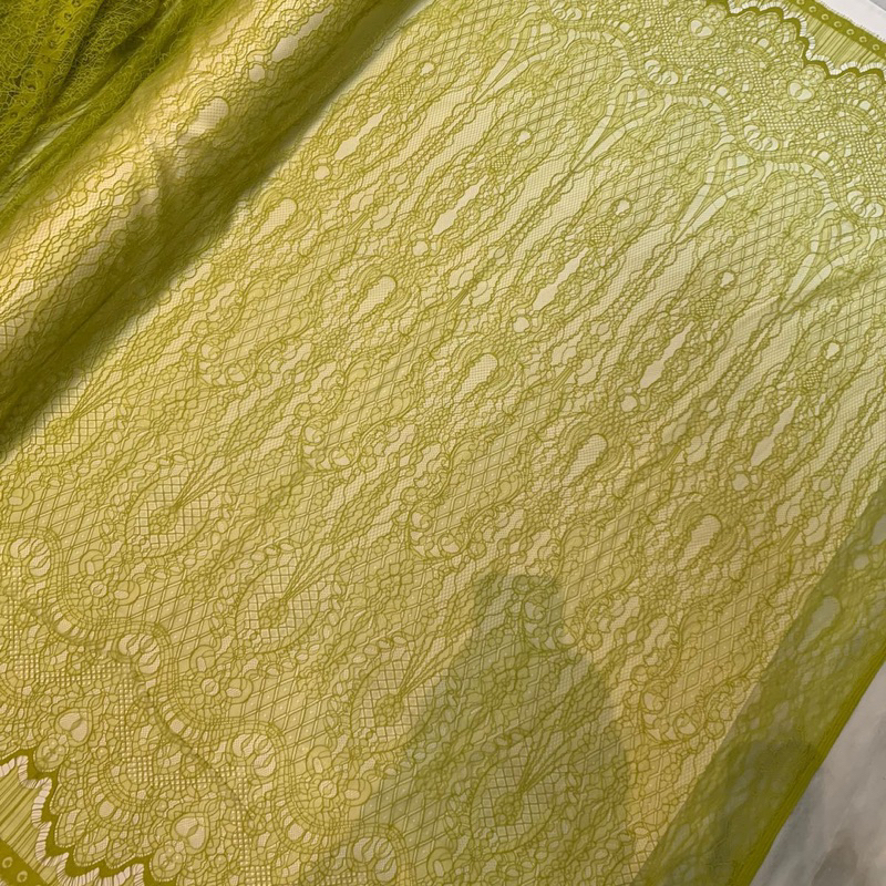 Jual Bahan Kain Brokat Lace Chantily Allure Warna Olive Green | Shopee ...