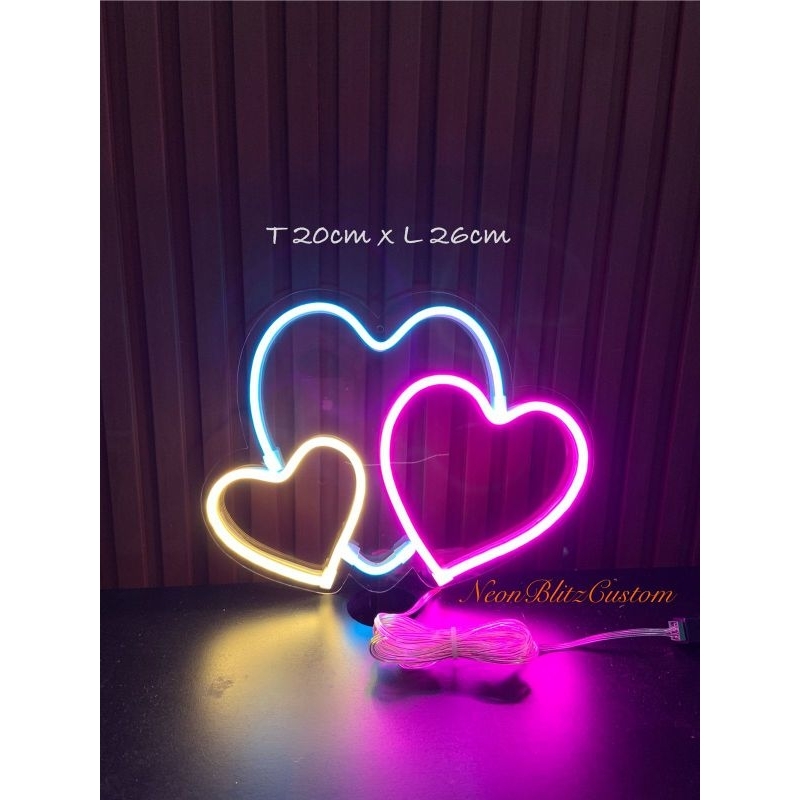 Jual Custom LED Neon Sign / Neon Flex triple Love || logo LOVE || lampu ...